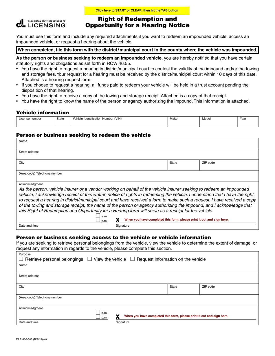 Form DLR-430-506 - Fill Out, Sign Online and Download Fillable PDF ...