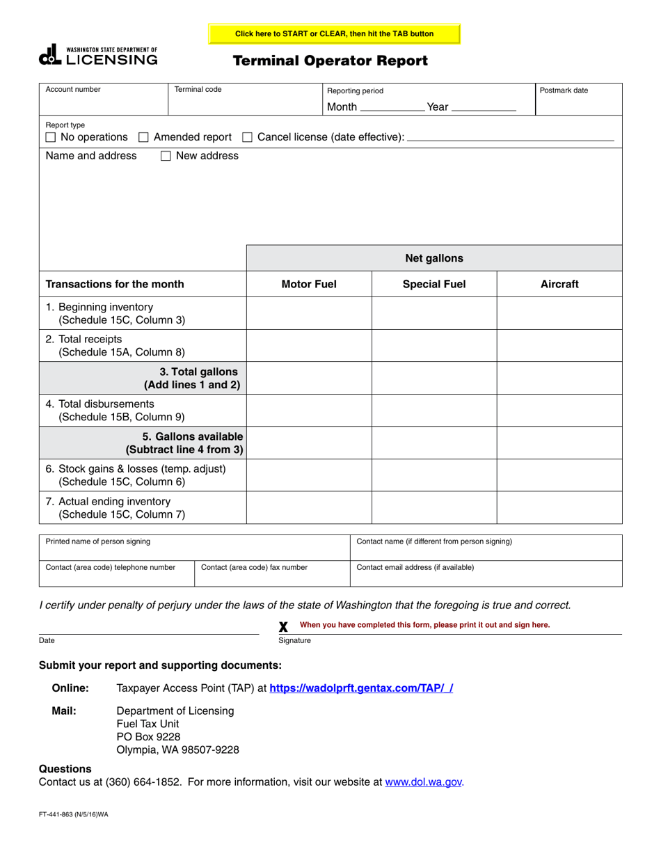 Form FT-441-863 - Fill Out, Sign Online and Download Fillable PDF ...