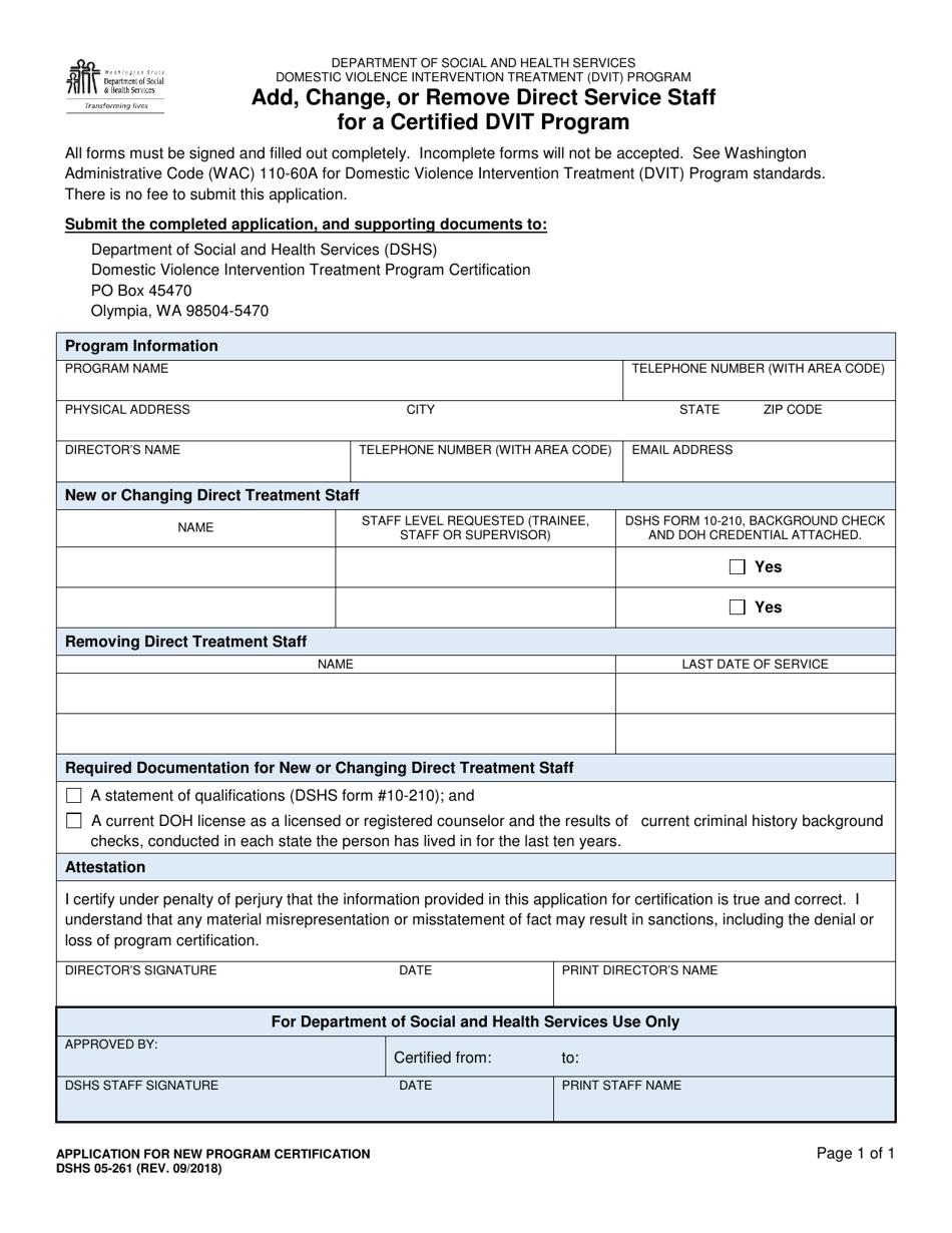 DSHS Form 05-261 - Fill Out, Sign Online and Download Printable PDF ...