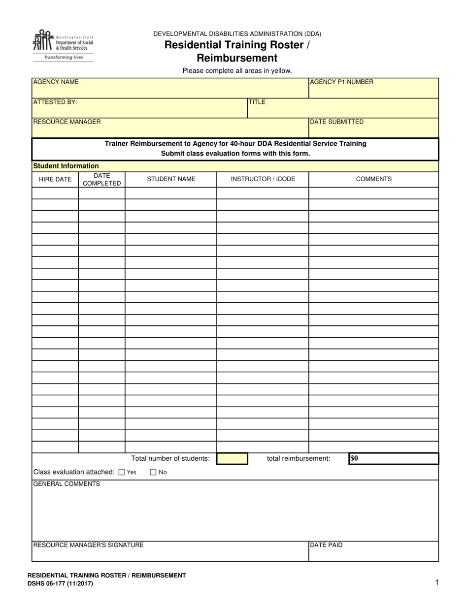DSHS Form 06-177 - Fill Out, Sign Online and Download Printable PDF ...