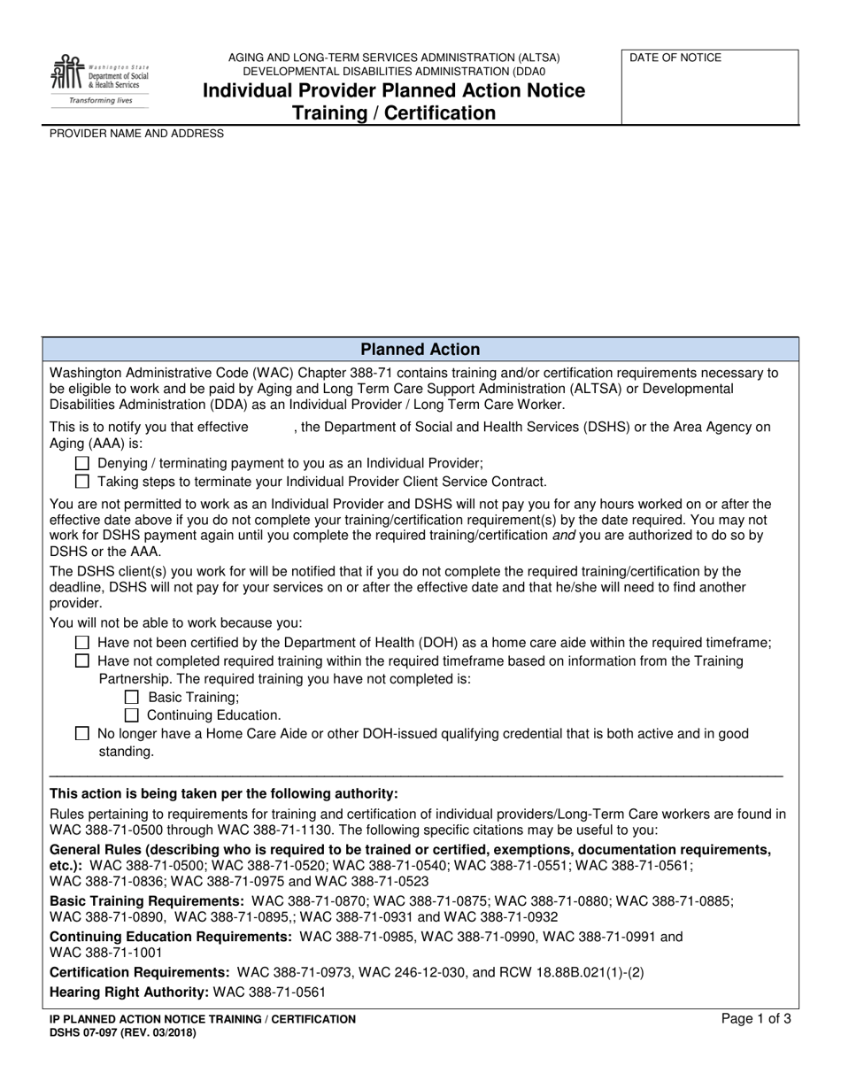 DSHS Form 07-097 - Fill Out, Sign Online and Download Printable PDF ...