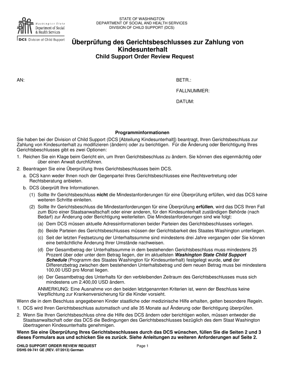 DSHS Form 09-741 - Fill Out, Sign Online and Download Printable PDF ...