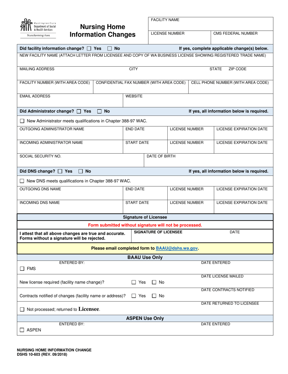 DSHS Form 10-603 - Fill Out, Sign Online and Download Printable PDF ...