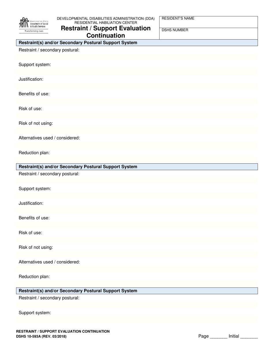 DSHS Form 10-593A - Fill Out, Sign Online and Download Printable PDF ...