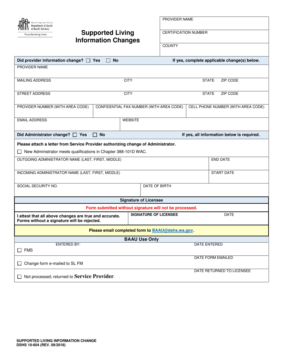 DSHS Form 10-604 - Fill Out, Sign Online and Download Printable PDF ...