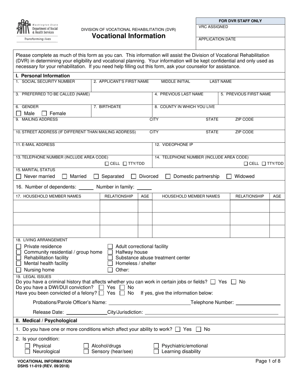 DSHS Form 11-019 - Fill Out, Sign Online and Download Printable PDF ...