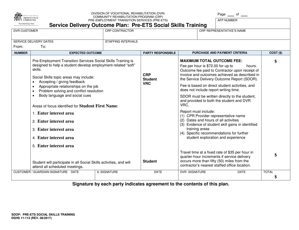 DSHS Form 11-113 - Fill Out, Sign Online and Download Printable PDF, Washington | Templateroller