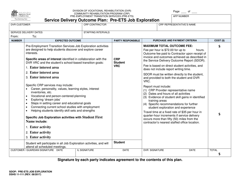 DSHS Form 11-111 - Fill Out, Sign Online and Download Printable PDF ...