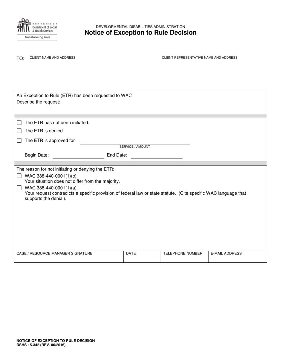 DSHS Form 15-342 - Fill Out, Sign Online and Download Printable PDF ...