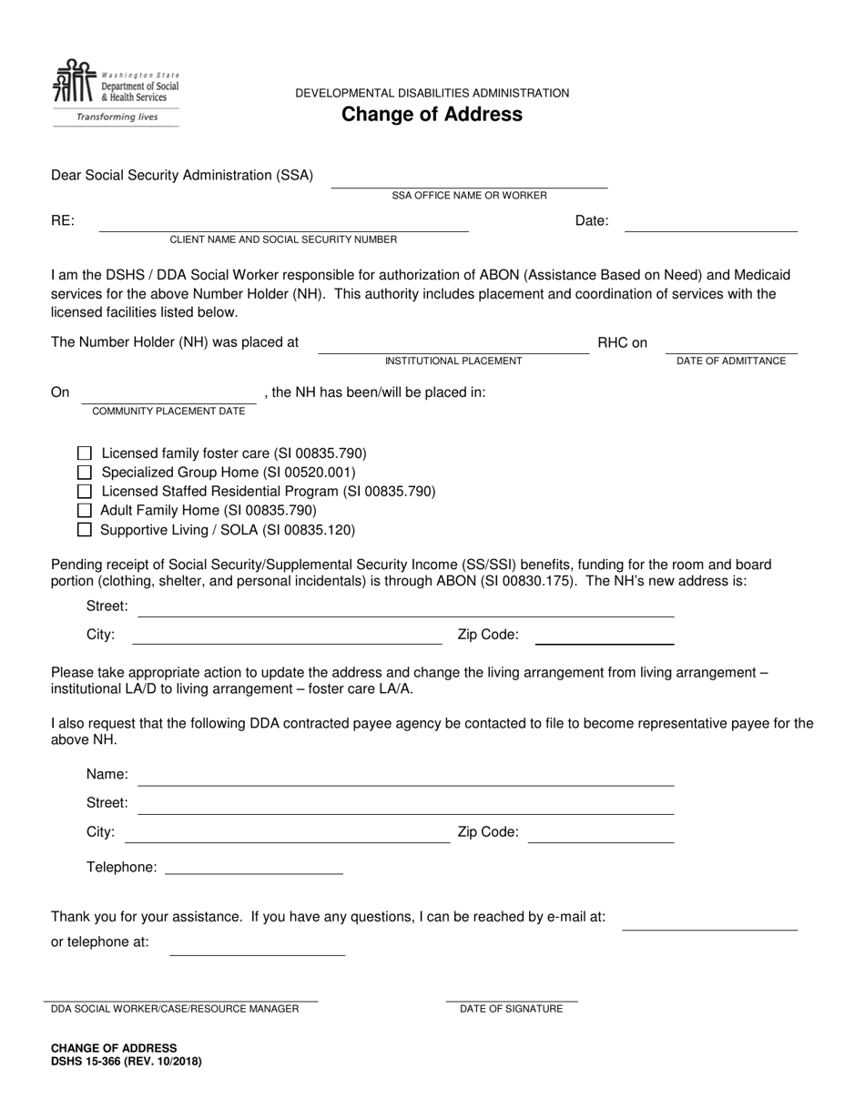 DSHS Form 15-366 - Fill Out, Sign Online and Download Printable PDF ...