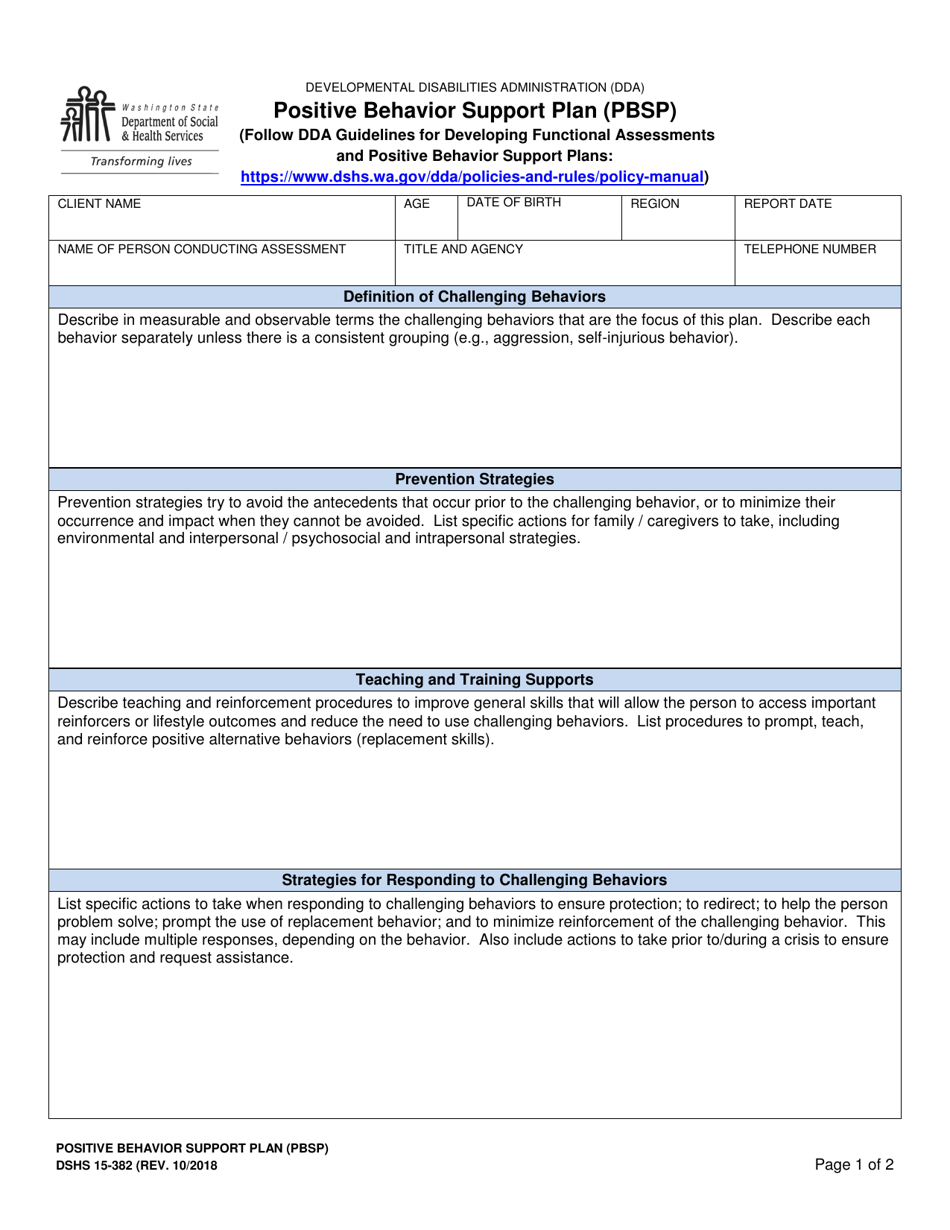 DSHS Form 15 382 Fill Out Sign Online And Download Printable PDF 