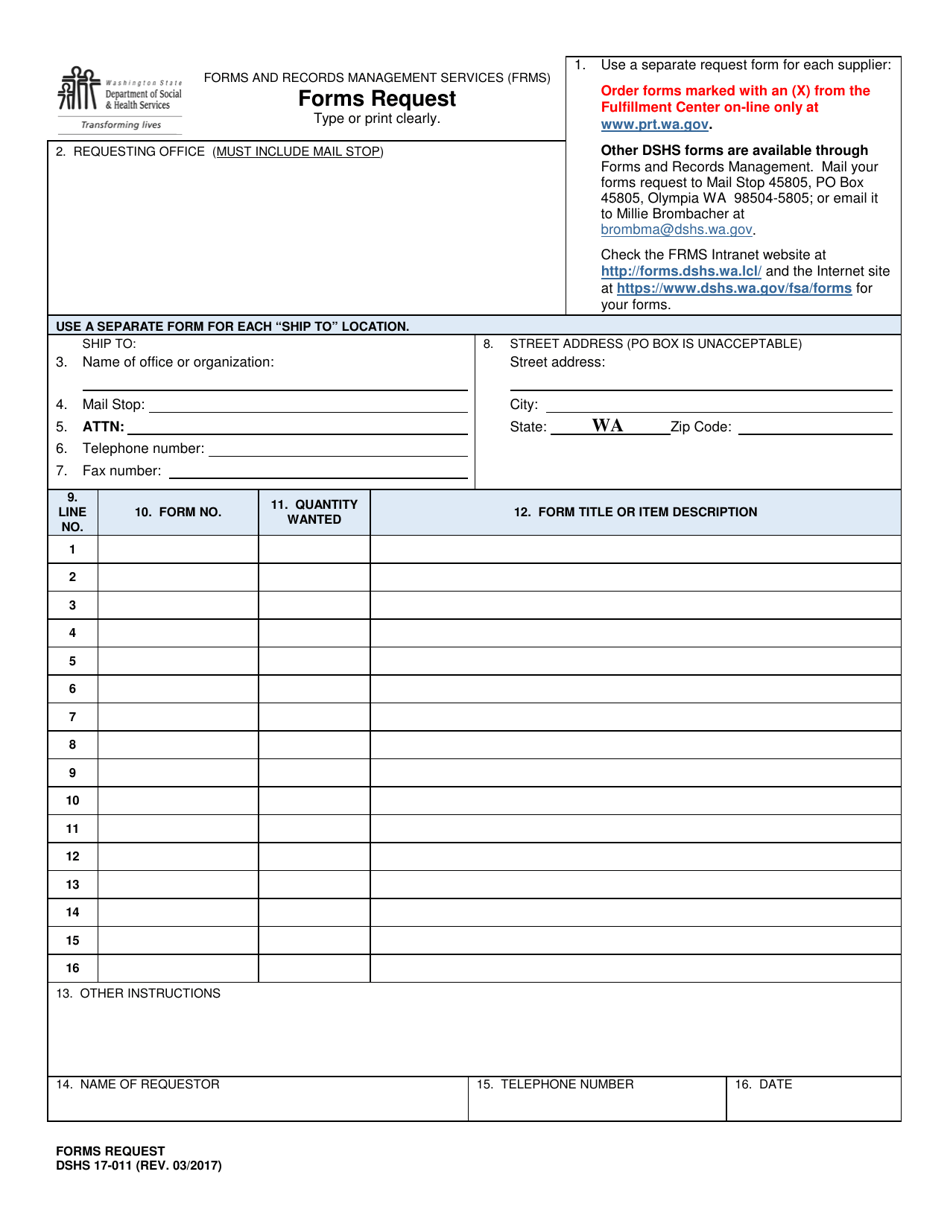 DSHS Form 17-011 - Fill Out, Sign Online and Download Printable PDF ...