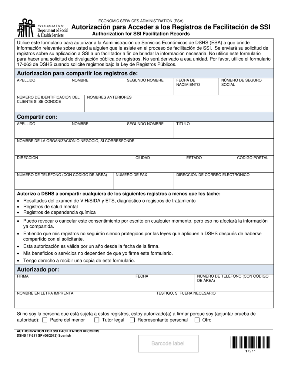 DSHS Formulario 17-211 - Fill Out, Sign Online and Download Printable ...