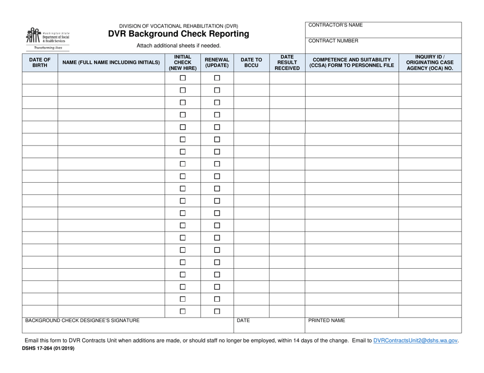 DSHS Form 17-264 - Fill Out, Sign Online and Download Printable PDF ...