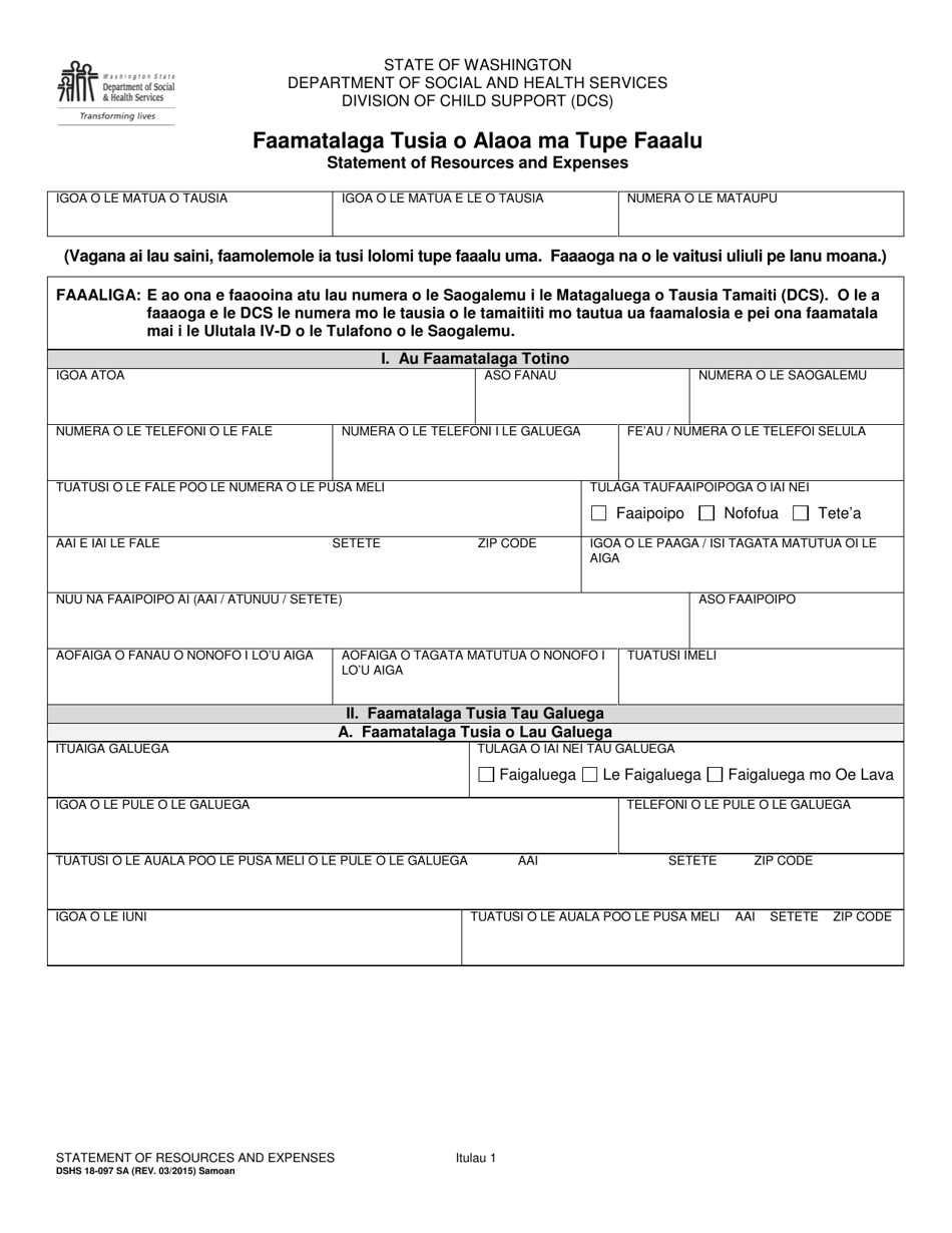 DSHS Form 18-097 - Fill Out, Sign Online and Download Printable PDF ...