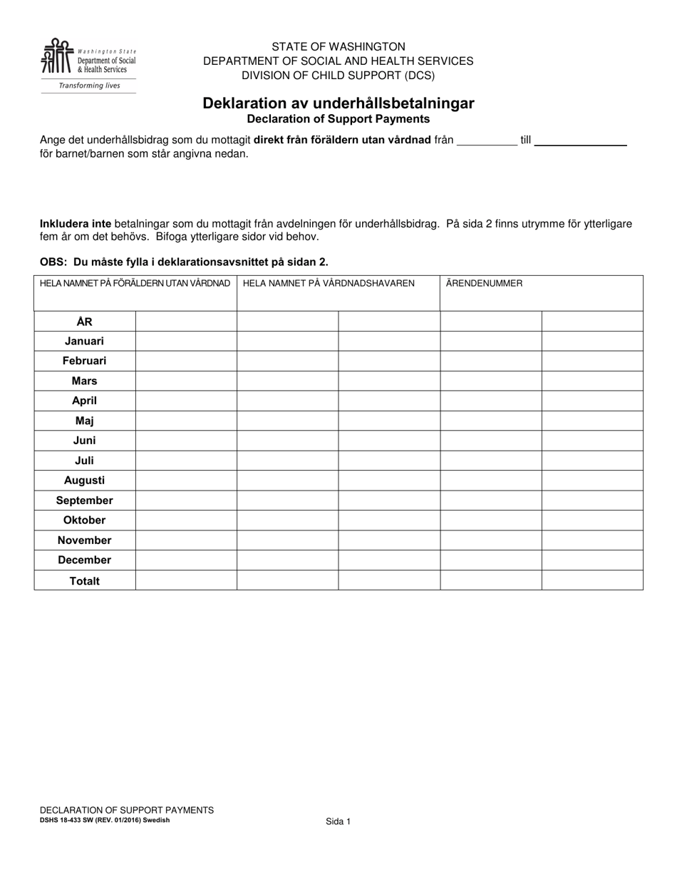 DSHS Form 18-433 - Fill Out, Sign Online and Download Printable PDF ...