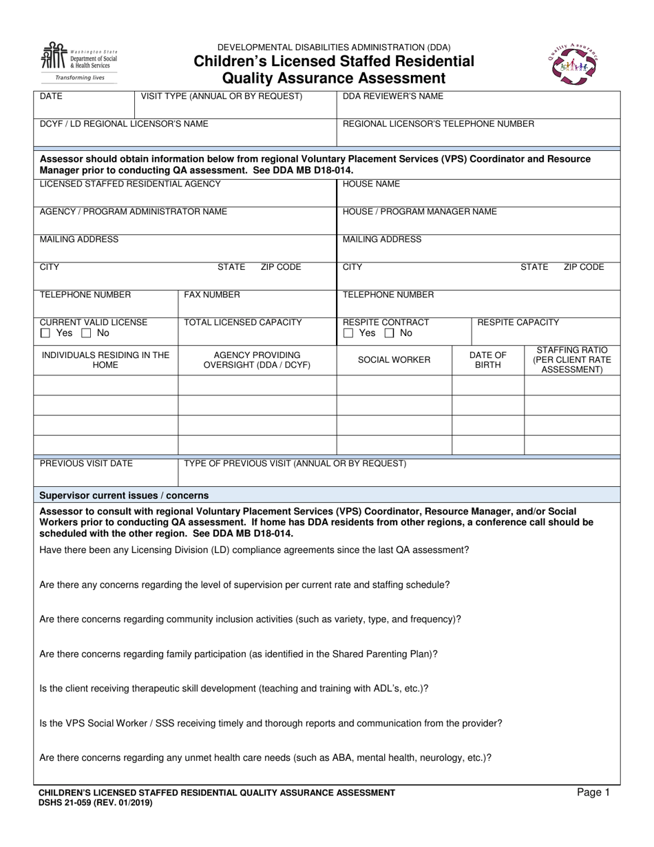 DSHS Form 21-059 - Fill Out, Sign Online and Download Printable PDF ...