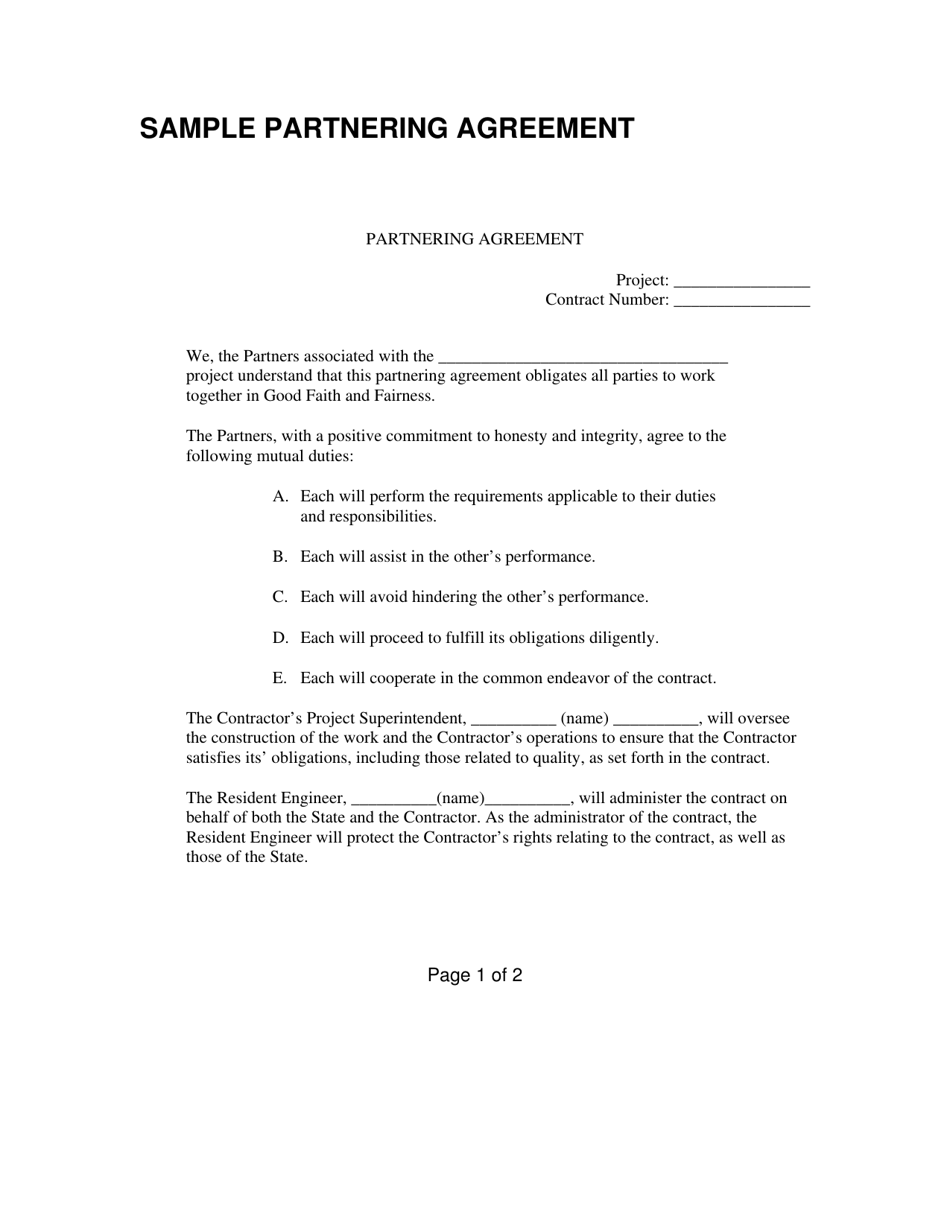 Utah Partnering Agreement Form - Fill Out, Sign Online and Download PDF ...