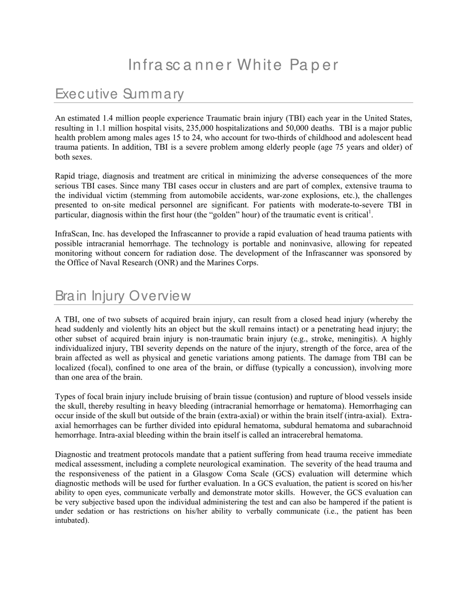 Infrascanner White Paper (Portable Brain Scanner) Download Printable ...