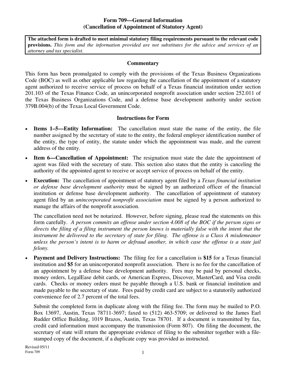 Form 709 - Fill Out, Sign Online and Download Fillable PDF, Texas ...