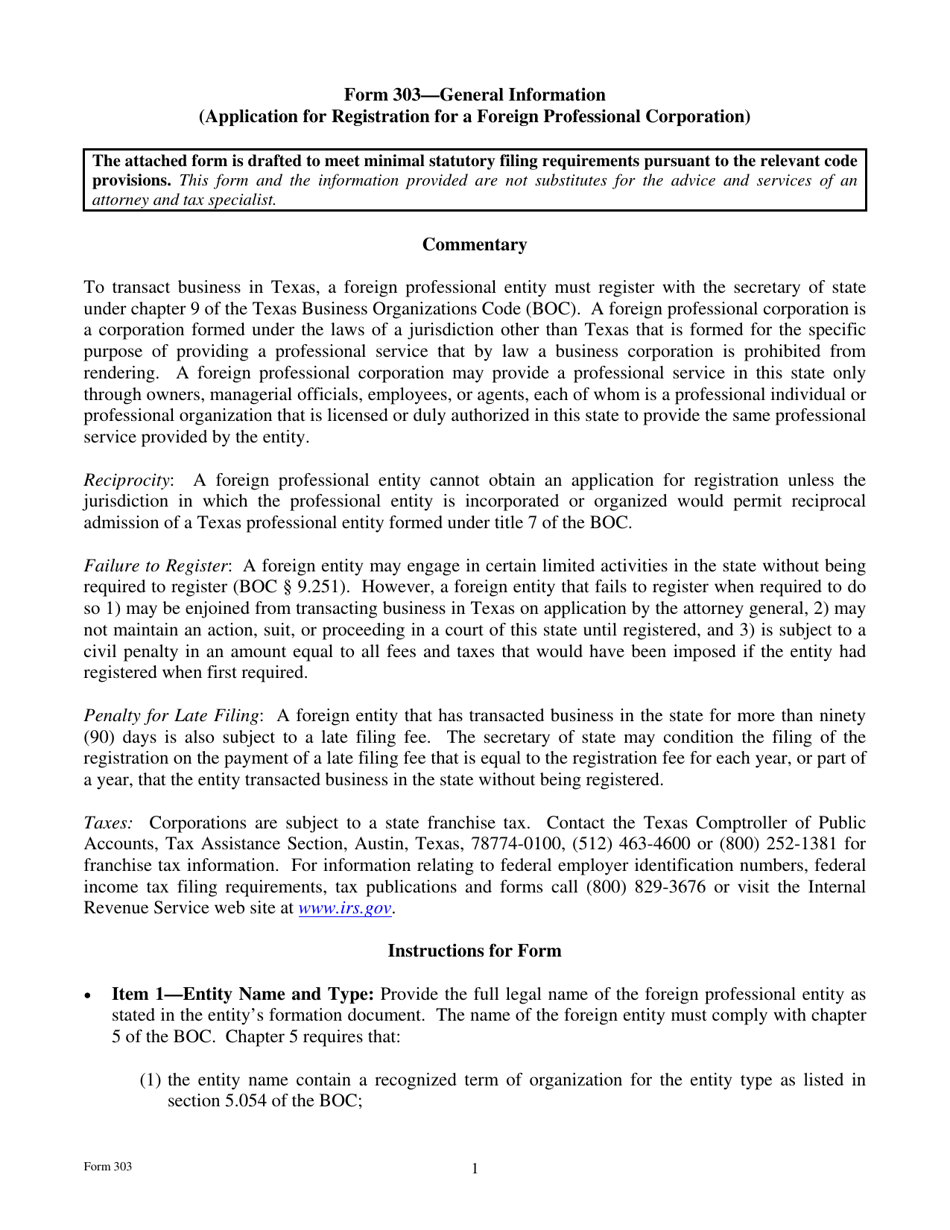 Form 303 - Fill Out, Sign Online and Download Fillable PDF, Texas ...