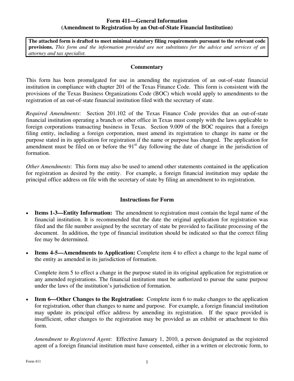 Form 411 - Fill Out, Sign Online and Download Fillable PDF, Texas ...