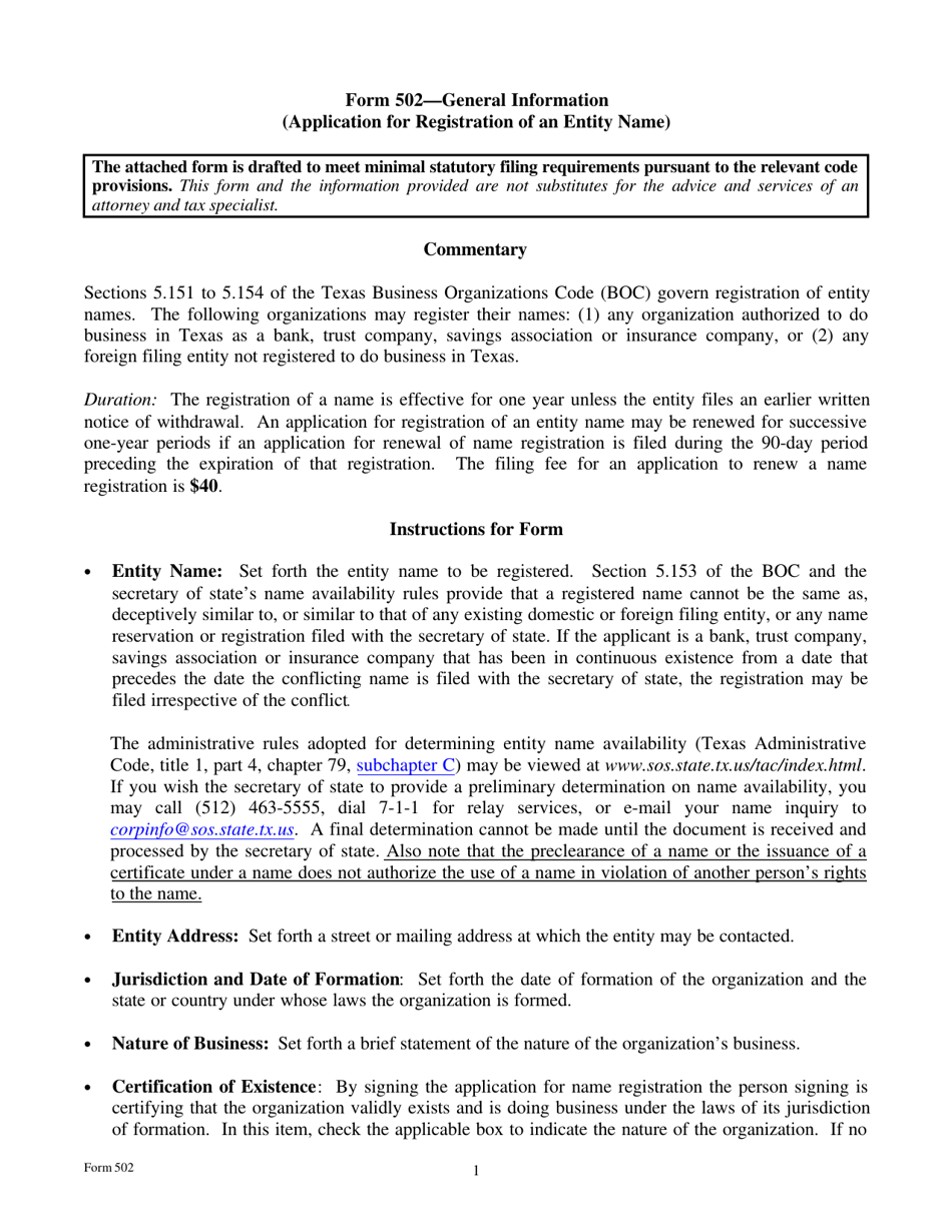 Form 502 - Fill Out, Sign Online and Download Fillable PDF, Texas | Templateroller
