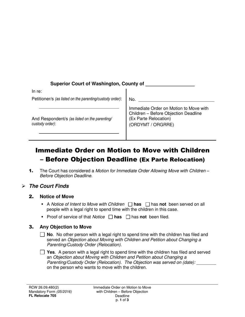 Form FL Relocate705 - Fill Out, Sign Online and Download Printable PDF ...