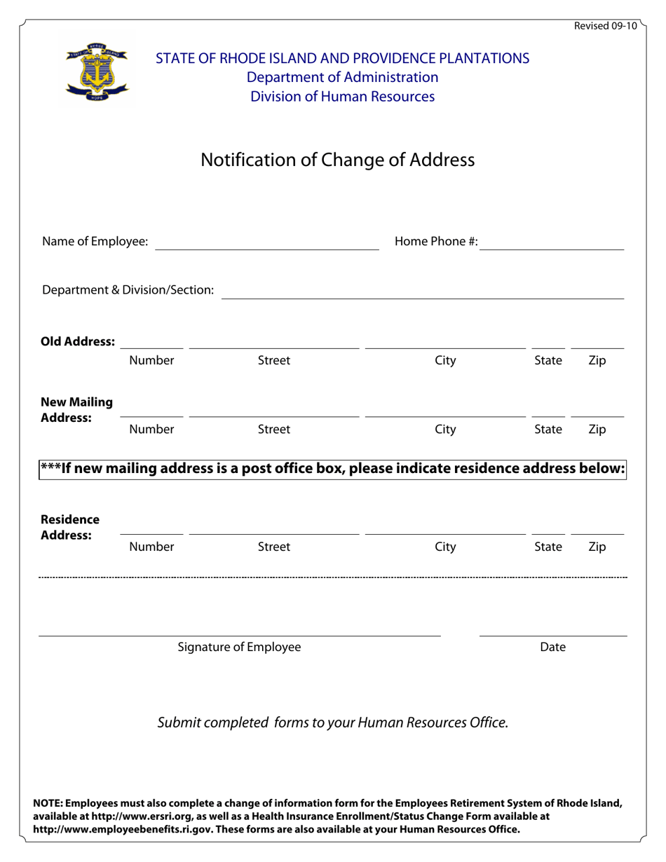 Rhode Island Notification of Change of Address - Fill Out, Sign Online ...