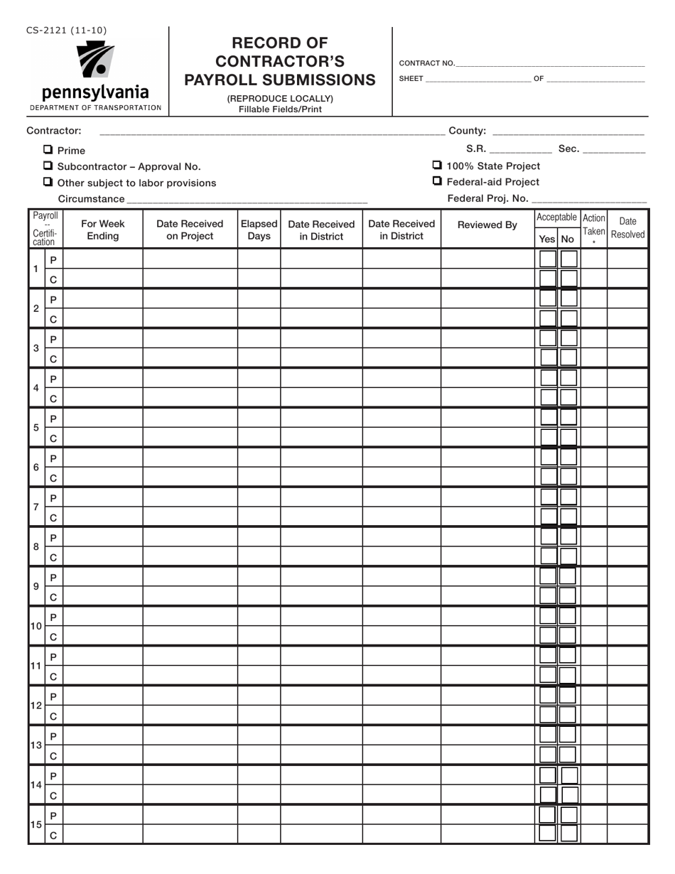 Form CS-2121 - Fill Out, Sign Online and Download Fillable PDF ...