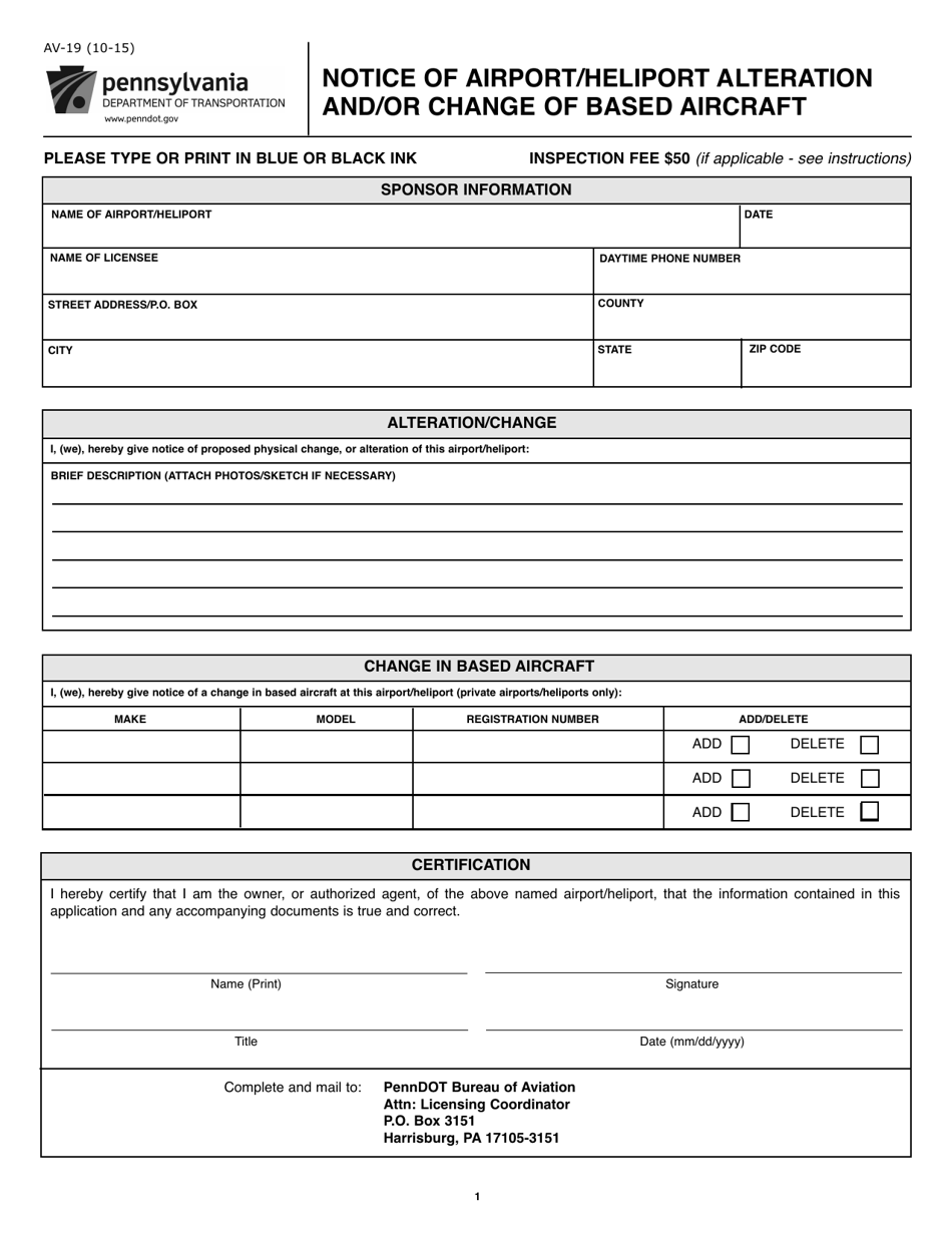 Form AV-19 - Fill Out, Sign Online and Download Fillable PDF ...