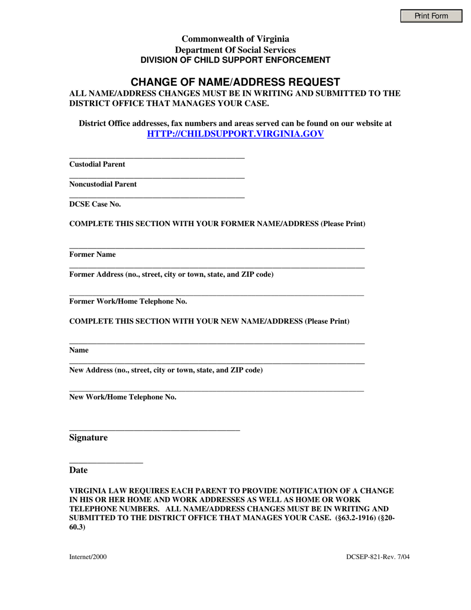 Form DCSEP-821 - Fill Out, Sign Online and Download Fillable PDF ...