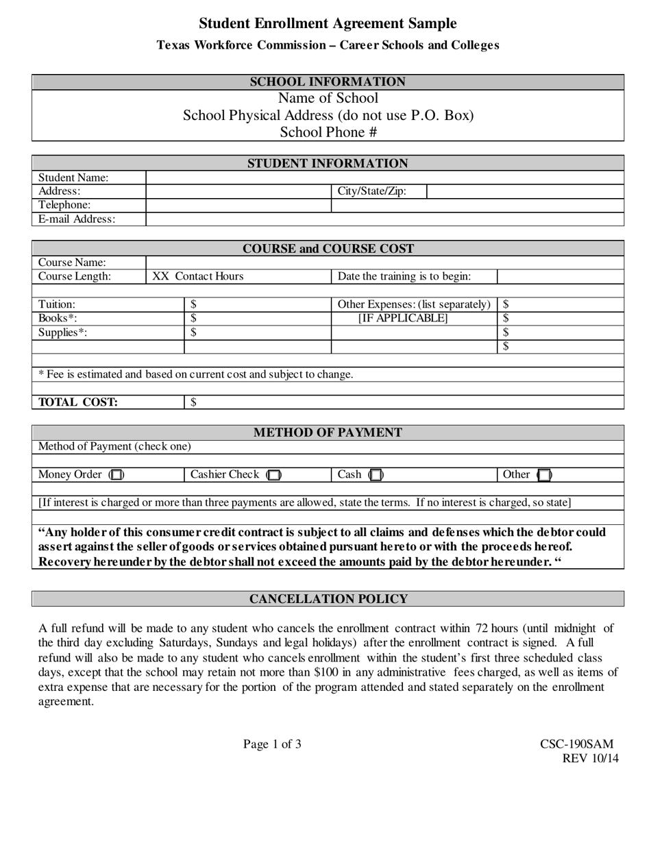 Form CSC-190SAM - Fill Out, Sign Online and Download Fillable PDF, Texas | Templateroller