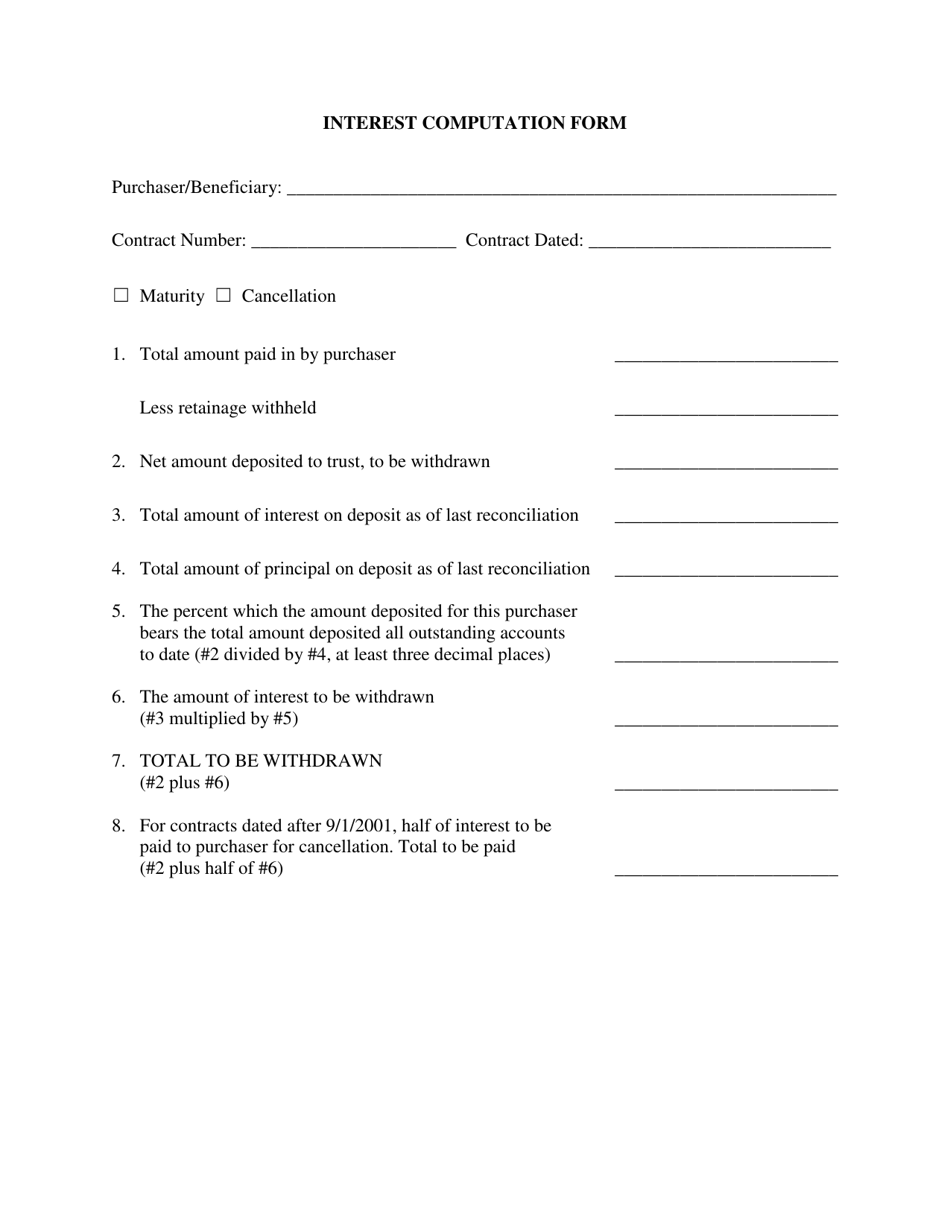 Texas Interest Computation Form - Fill Out, Sign Online and Download ...