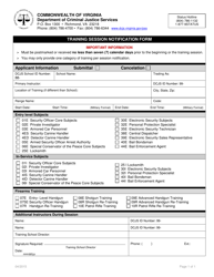 Virginia Training Session Notification Form Download Fillable PDF ...