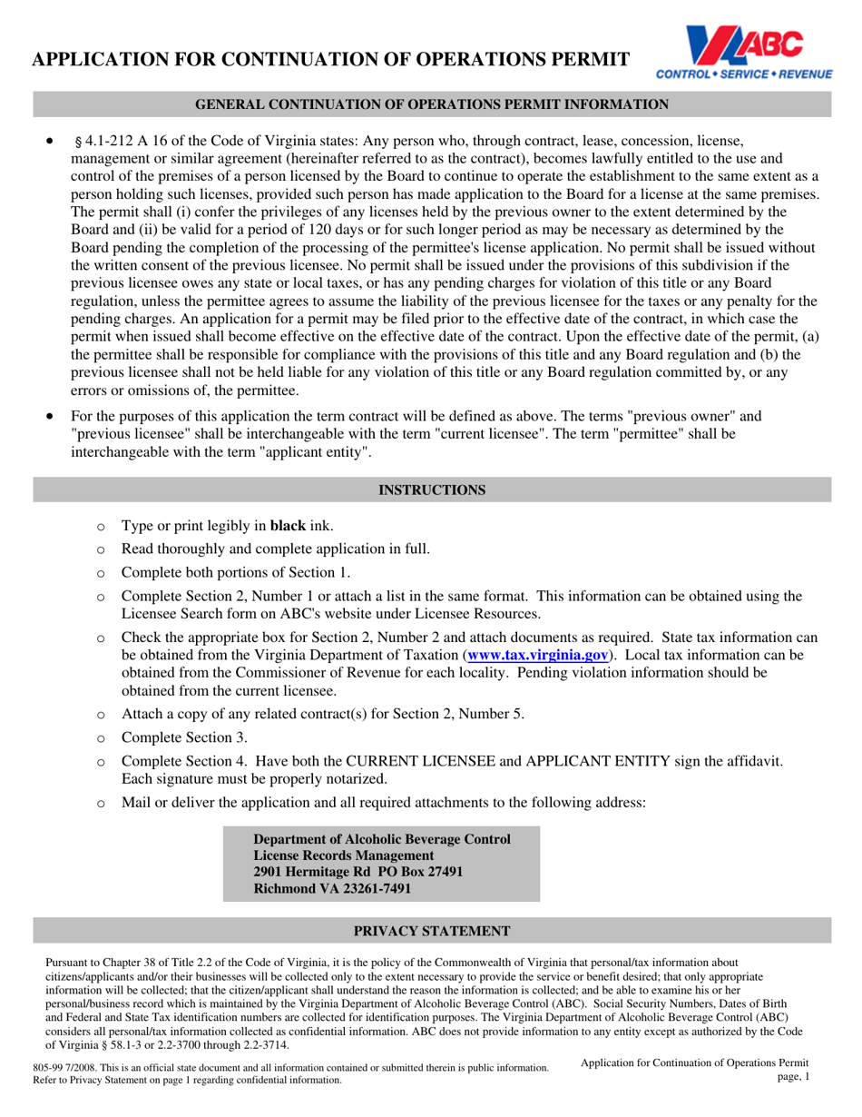 Form 805-99 - Fill Out, Sign Online and Download Printable PDF ...