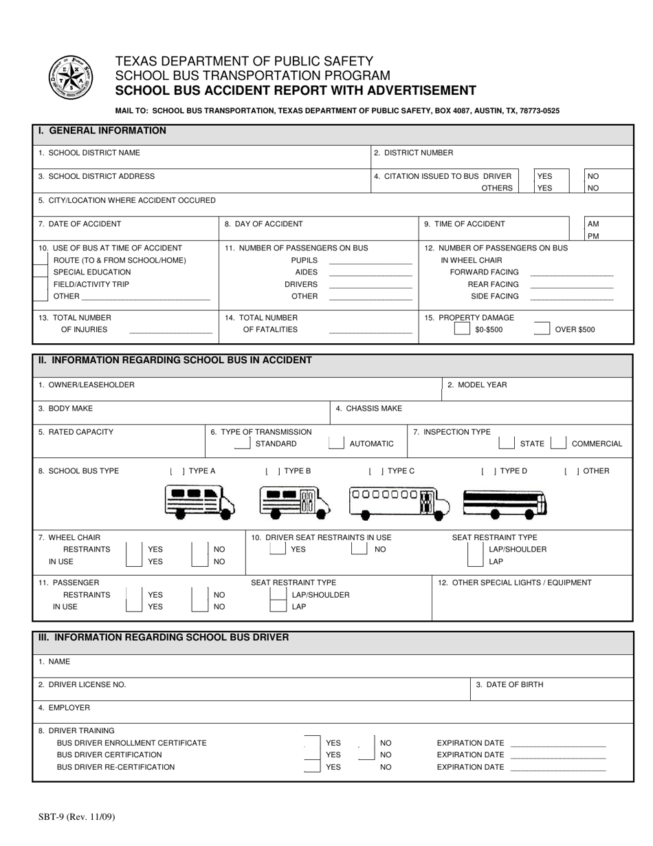 Form SBT-9 - Fill Out, Sign Online and Download Fillable PDF, Texas ...