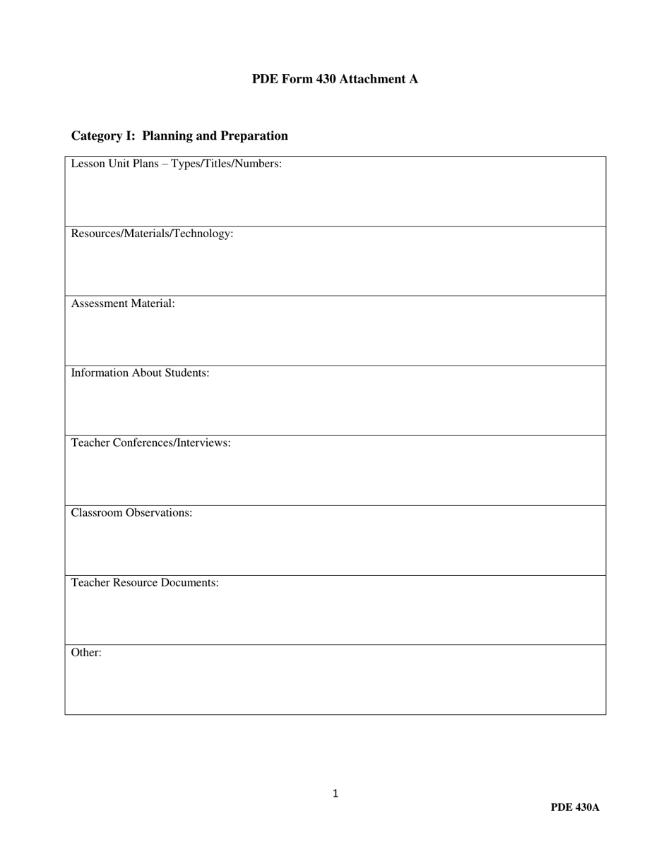 Form PDE430 Attachment A - Fill Out, Sign Online and Download Printable ...