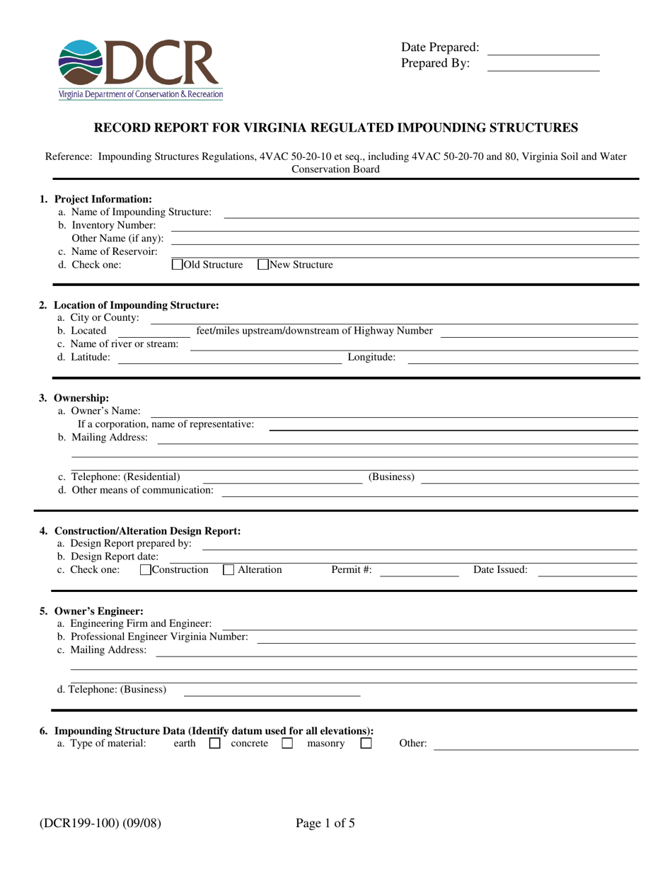 Form DCR199-100 - Fill Out, Sign Online and Download Printable PDF ...