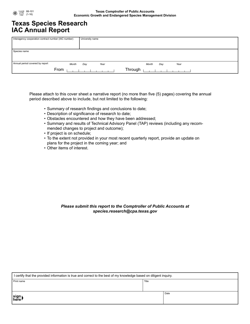 Form 88-101 - Fill Out, Sign Online and Download Fillable PDF, Texas ...