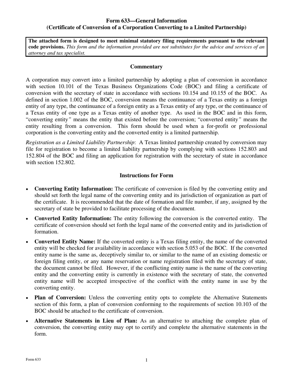 Form 633 - Fill Out, Sign Online and Download Fillable PDF, Texas ...