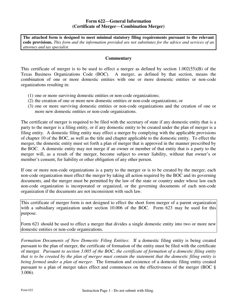 Form 622 - Fill Out, Sign Online and Download Fillable PDF, Texas ...
