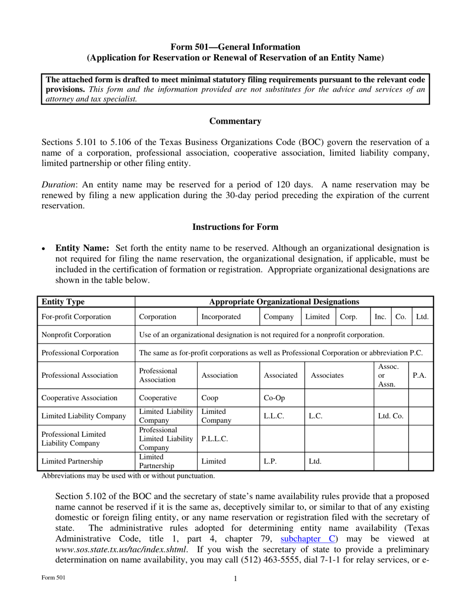 Form 501 - Fill Out, Sign Online and Download Fillable PDF, Texas ...