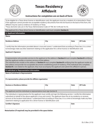 Form DL-5 Download Fillable PDF or Fill Online Texas Residency ...