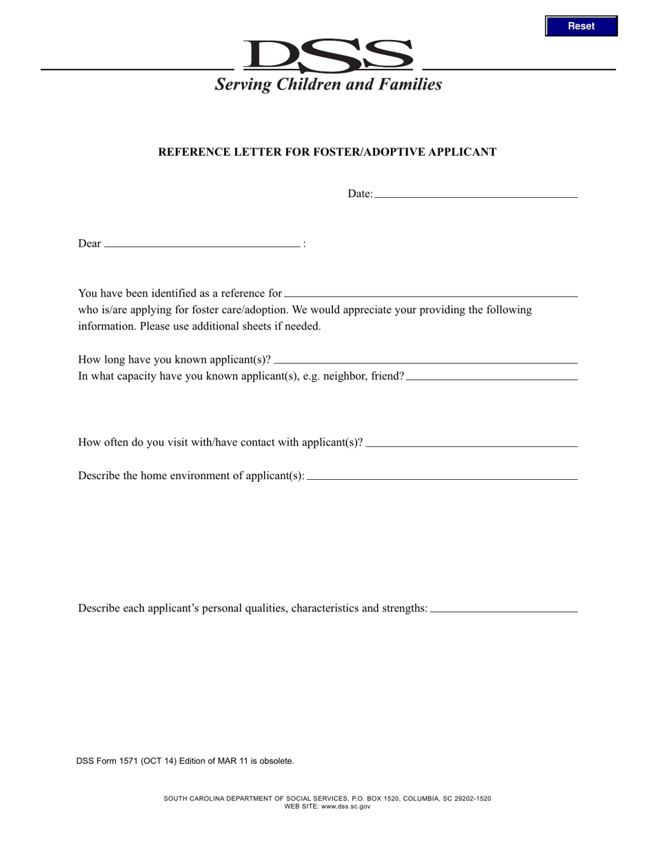 DSS Form 1571 - Fill Out, Sign Online and Download Fillable PDF, South ...