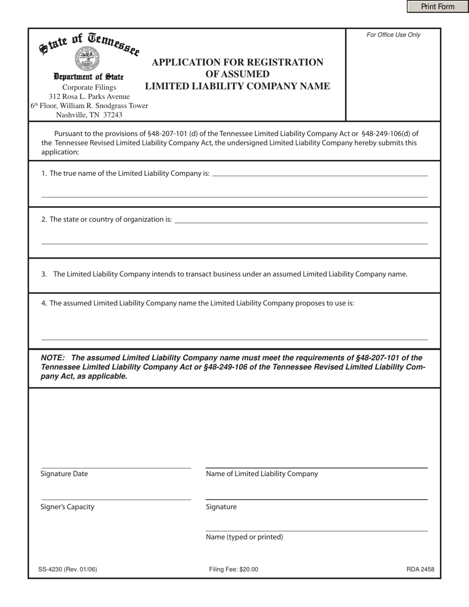Form SS-4230 - Fill Out, Sign Online and Download Fillable PDF ...