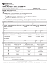 Form MV-1L Download Fillable PDF or Fill Online Application for Lessee ...