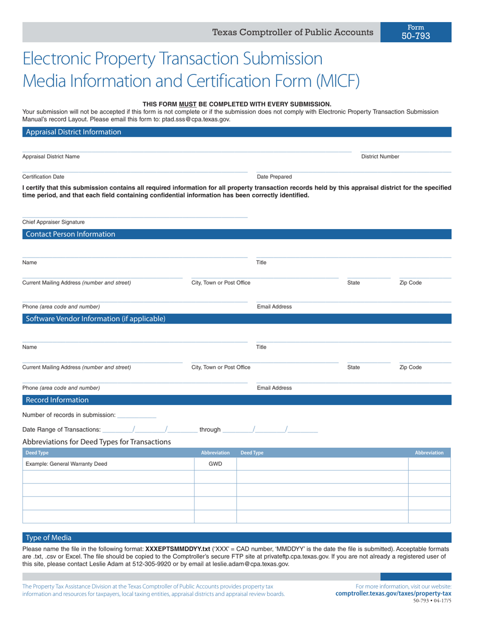 Form 50-793 - Fill Out, Sign Online and Download Fillable PDF, Texas ...
