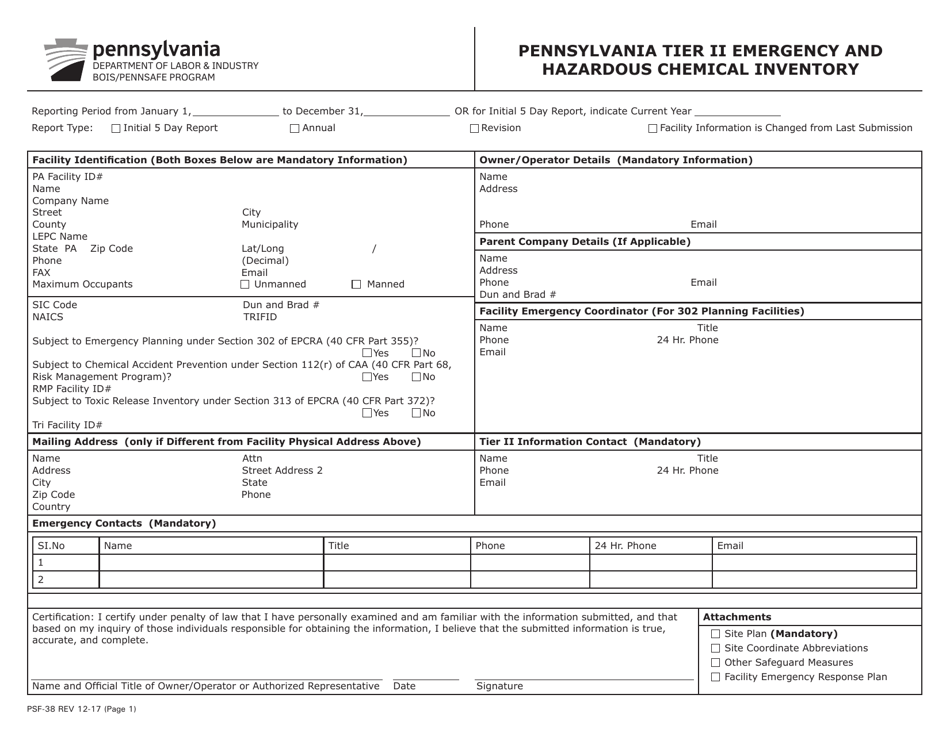 Form PSF-38 - Fill Out, Sign Online and Download Printable PDF ...