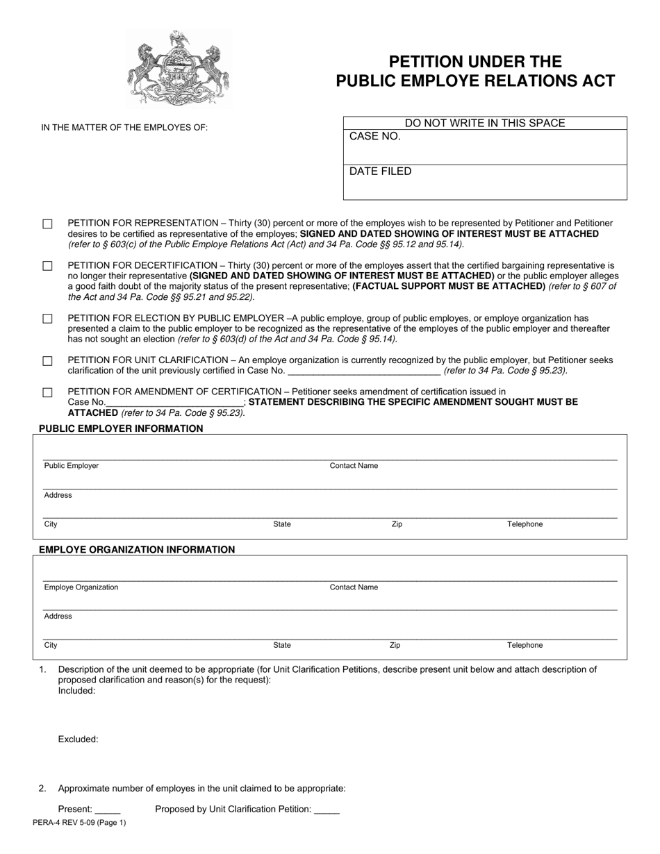 Form PERA-4 - Fill Out, Sign Online and Download Fillable PDF ...